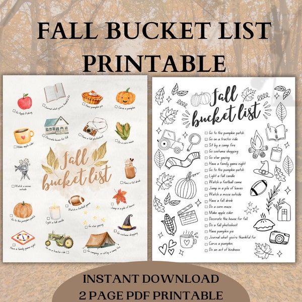 Fall Bucket List Template Christian - Etsy