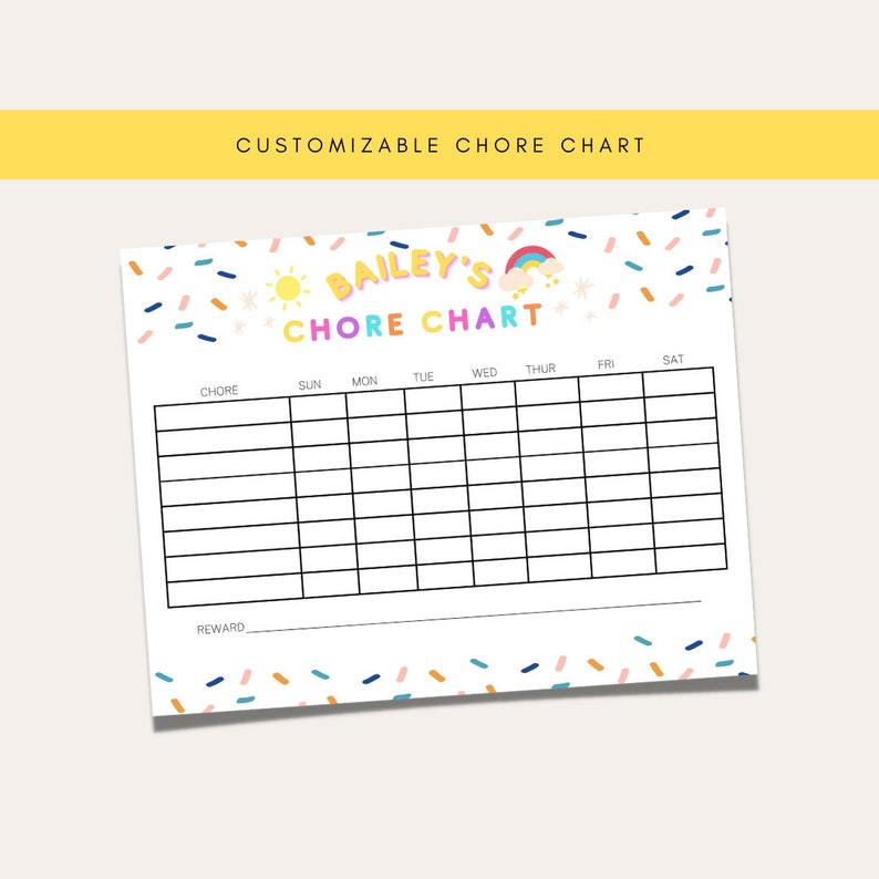 Chore Chart for Kids Printable, Toddler Routine Chart, Kids Chore Chart ...