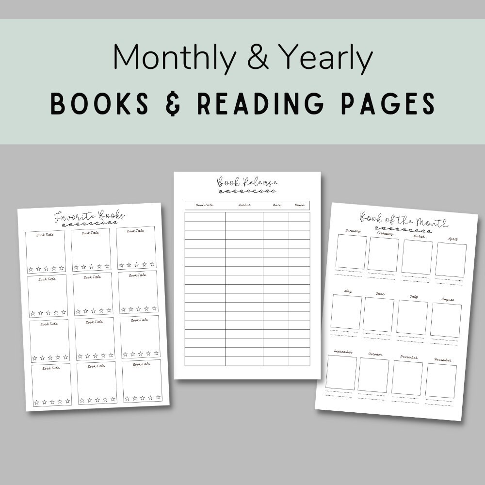 Reading Journal Printable, Reading Planner Printable, Book Reading ...