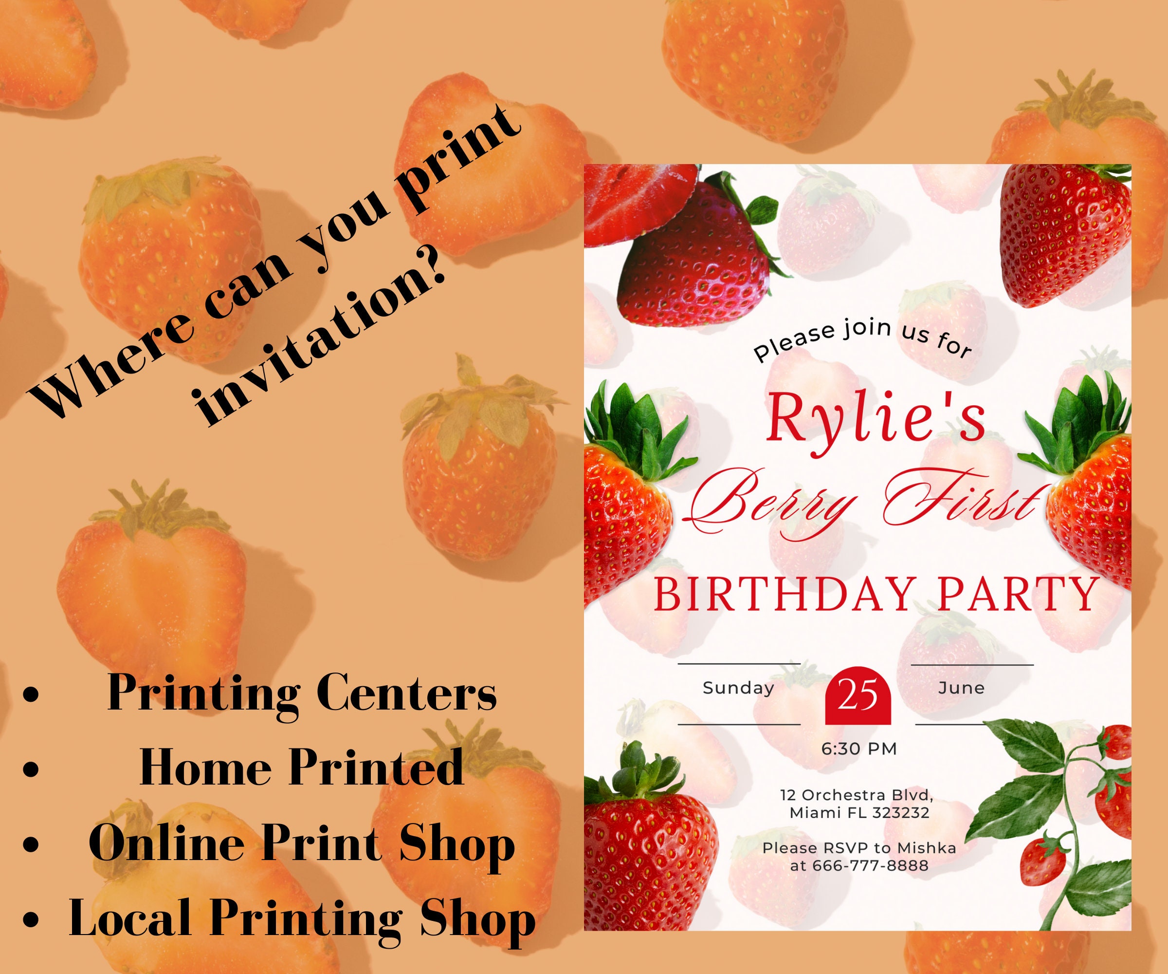 Berry First Birthday Invitation Strawberry Birthday - Etsy