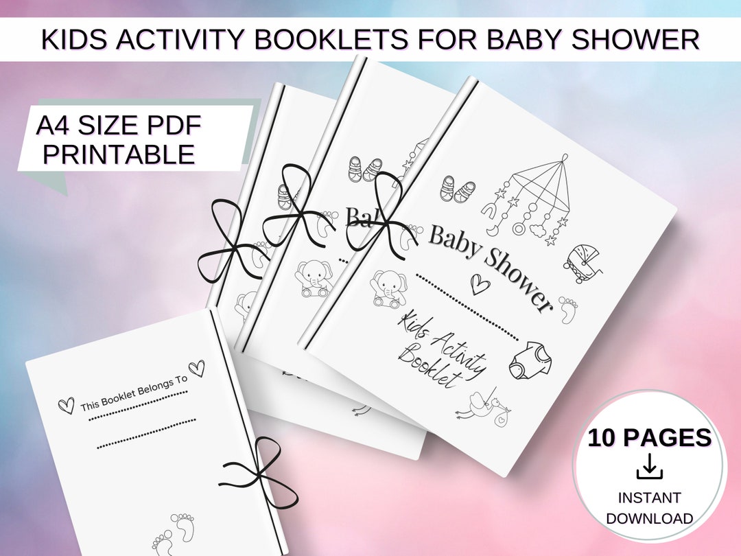 Kids Baby Shower Activities, Baby Shower Activity Book, Baby Shower ...
