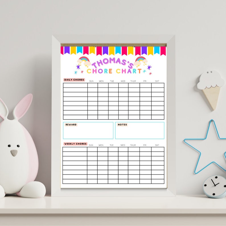 Chore Chart for Kids Printable, Toddler Routine Chart, Kids Chore Chart ...