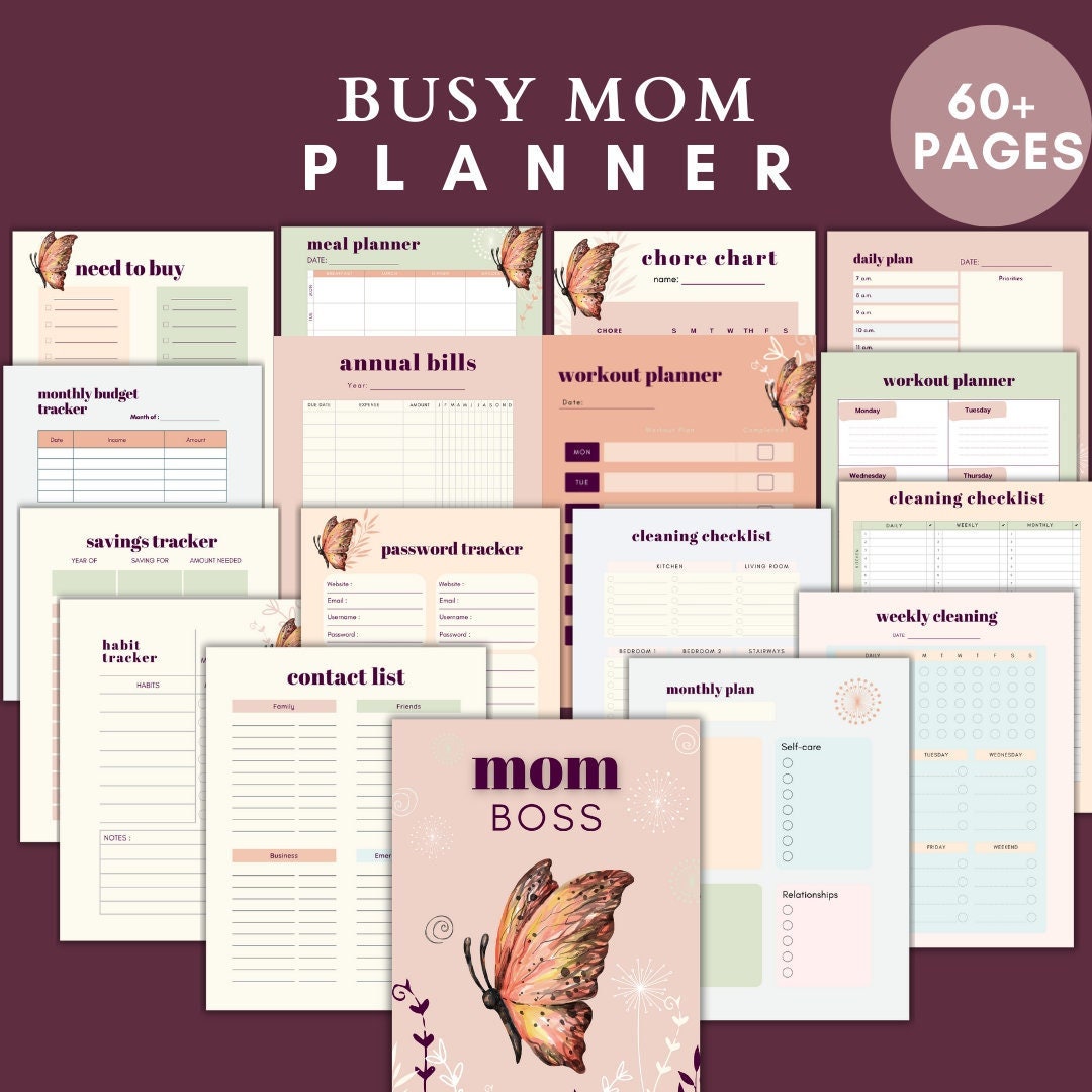 Home Management Planner, Busy Mom Planner, Working Mom Planner, New Mom ...