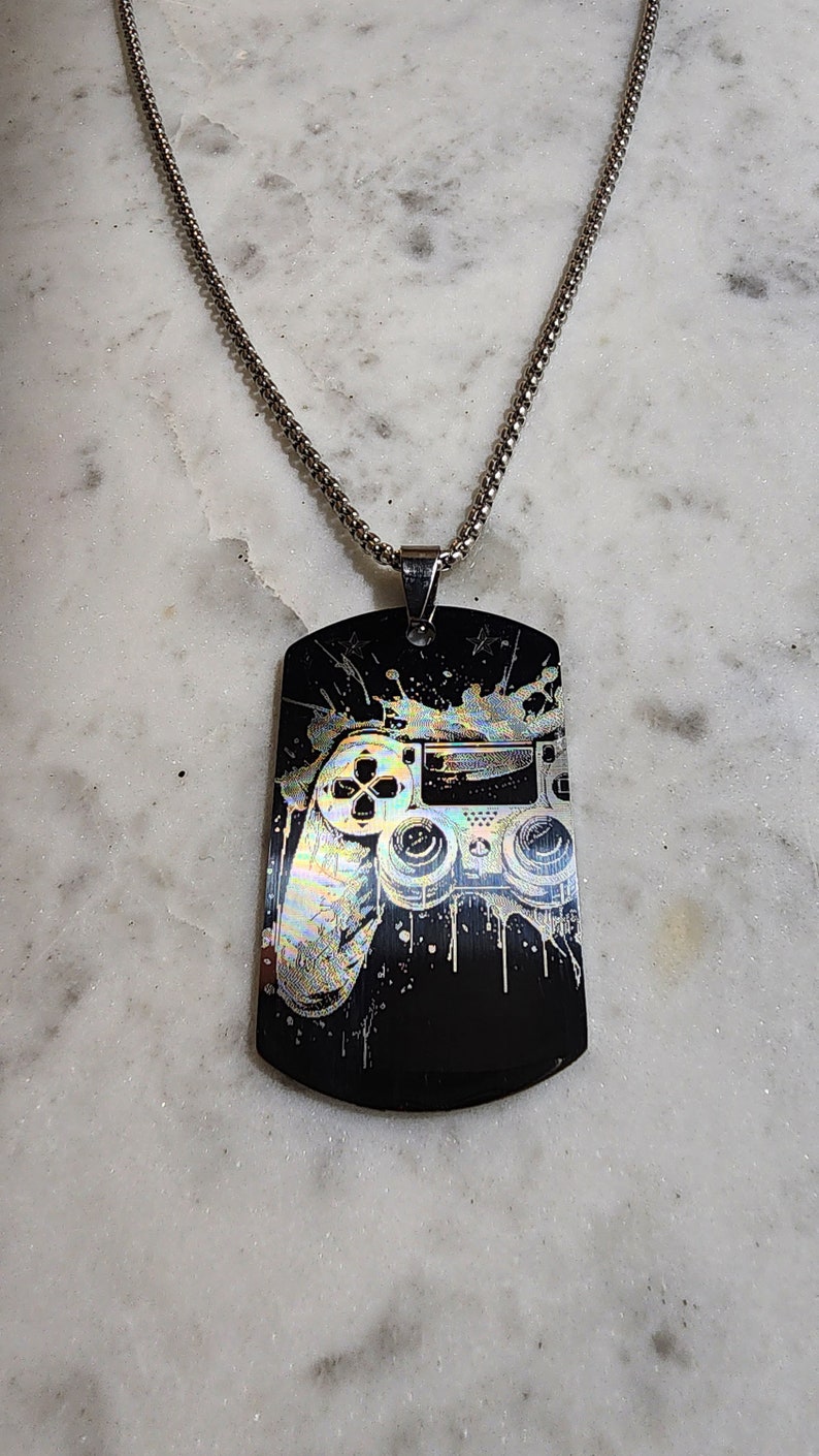 Gamer Necklace/keychain Videogame Controller Engraving Unique Military ...