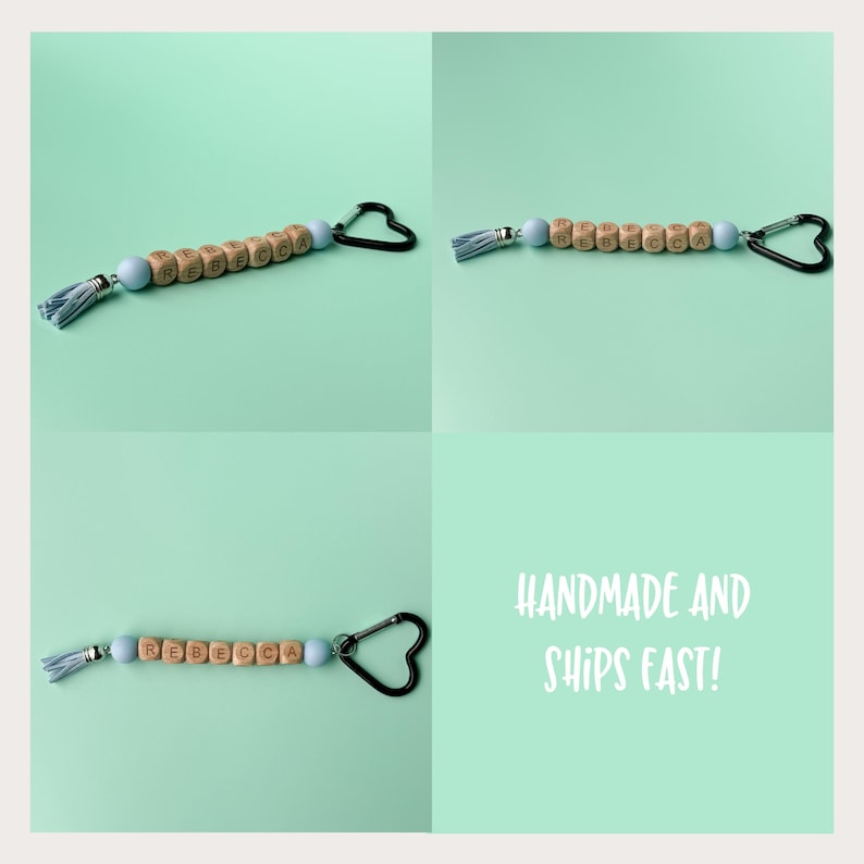 Personalized Water Bottle Tag: Colorful Beaded Name Charm, School ...