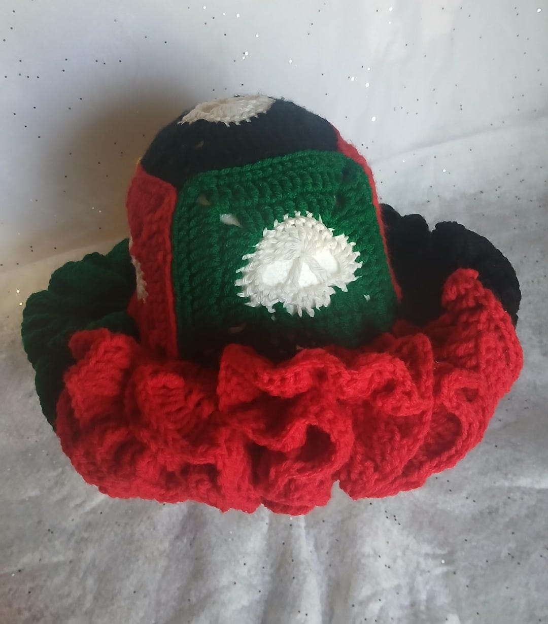 Skull Granny Square Ruffle Bucket Hat - Etsy