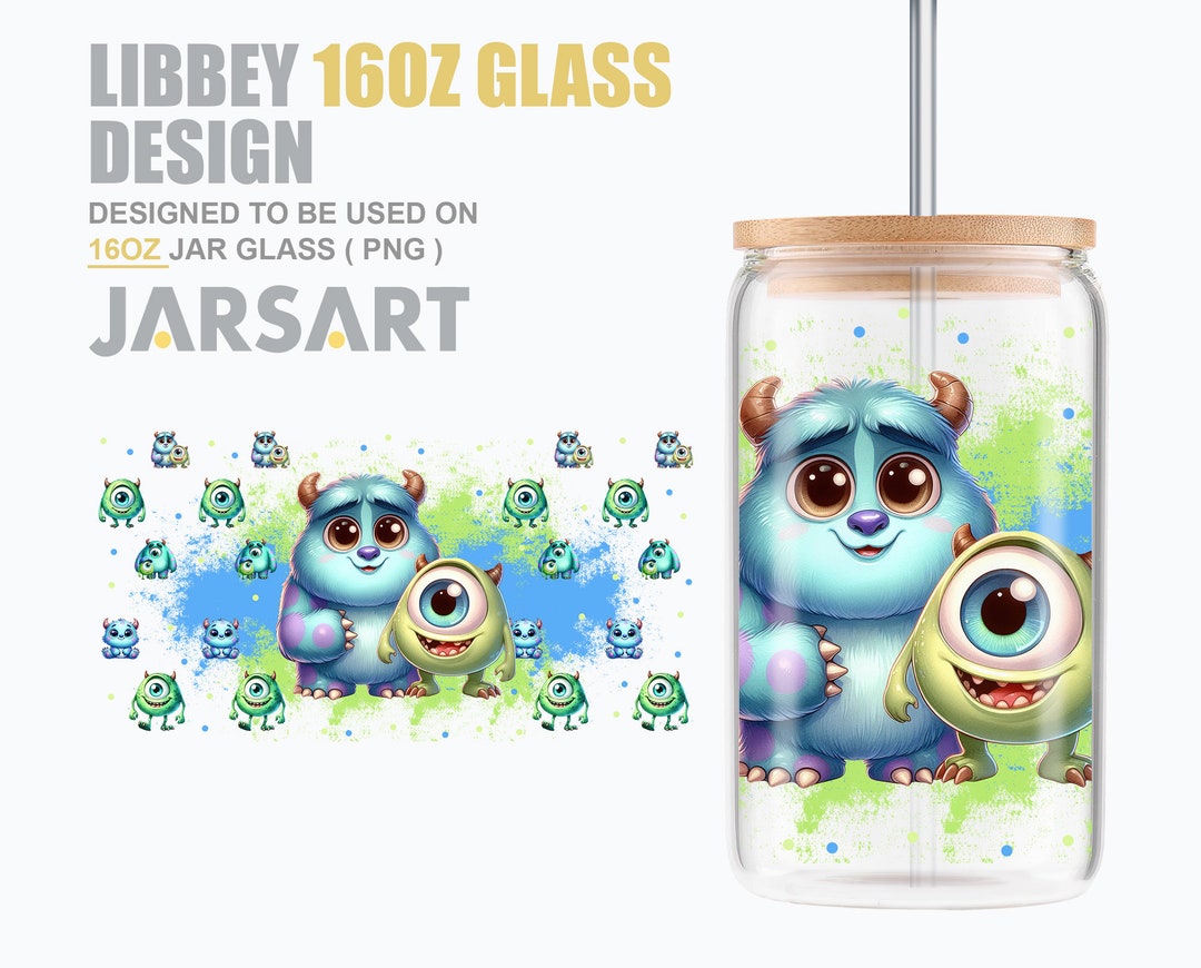 Monsters Inc Libbey Glass Wrap, Cartoon 16 Oz Glass Can Wrap PNG ...
