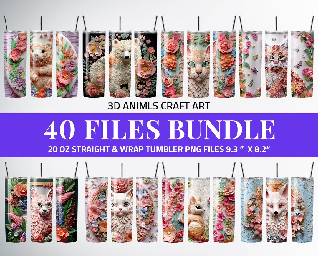 3d Summer Animals Realistic Made Out of Clay Tumbler Wraps 20 - Etsy