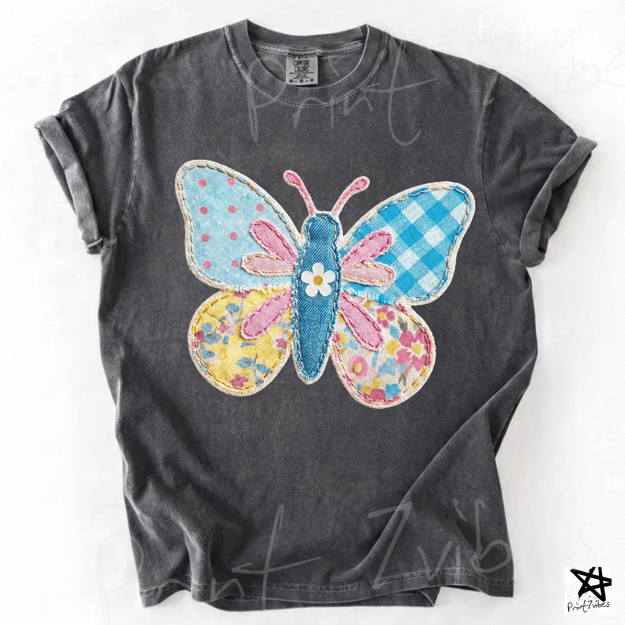 Patchwork Butterfly PNG, Easter Spring Sublimation Design, Retro Floral ...
