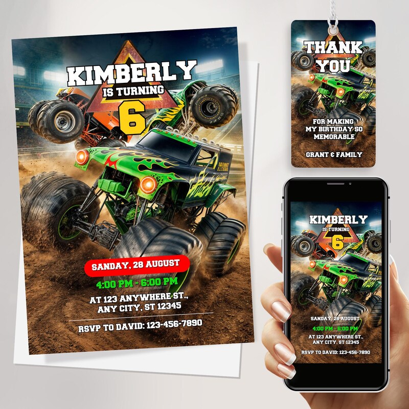 Monster Truck Party Invitation 2 - Etsy UK