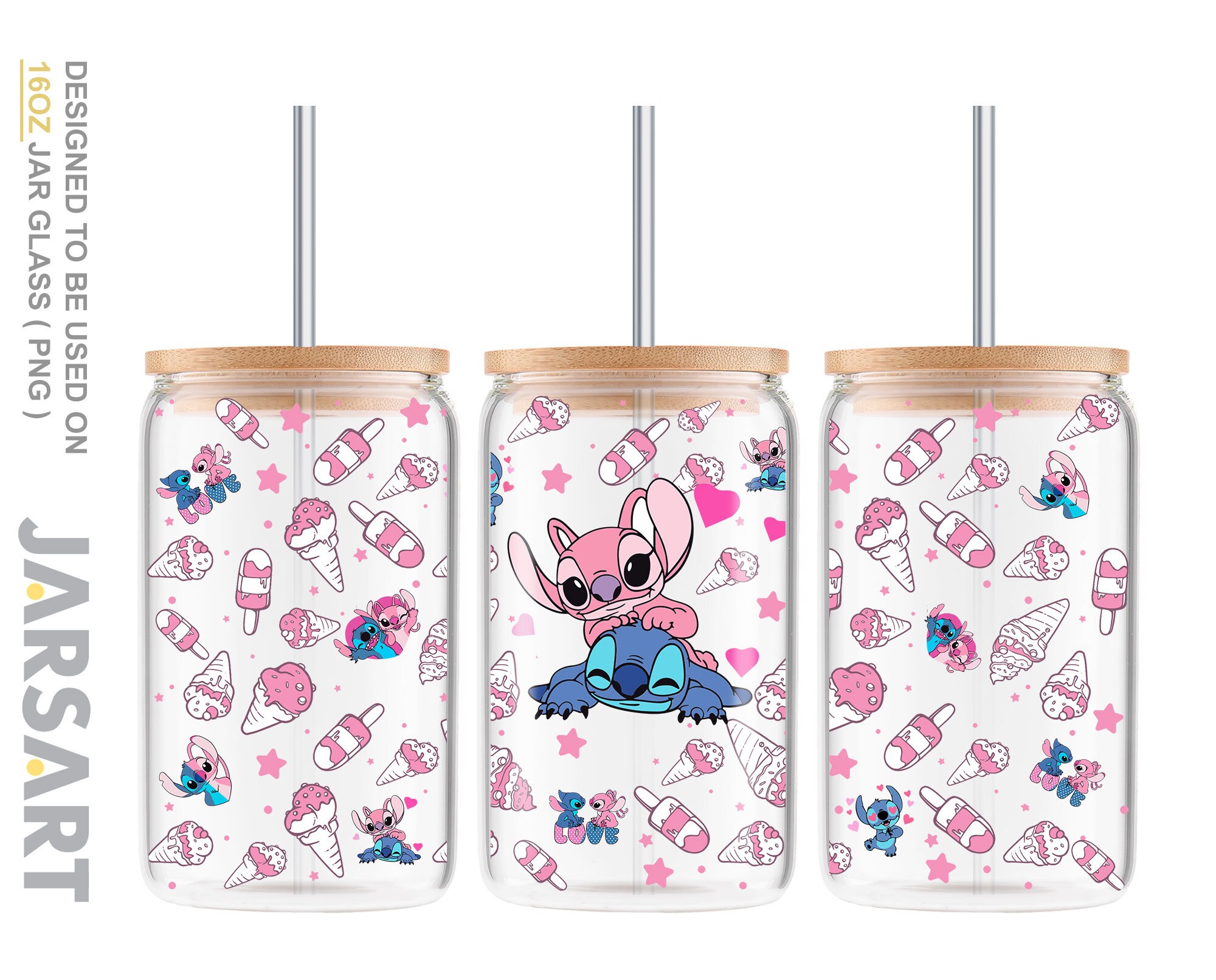 Stitch Ice Cream Glass Can Wrap, 16oz Libbey Glass Can Wrap, Stitch ...