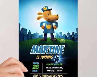 Editable Dog Man Birthday Invitation, Dog Man Invitation, Editable Kids ...