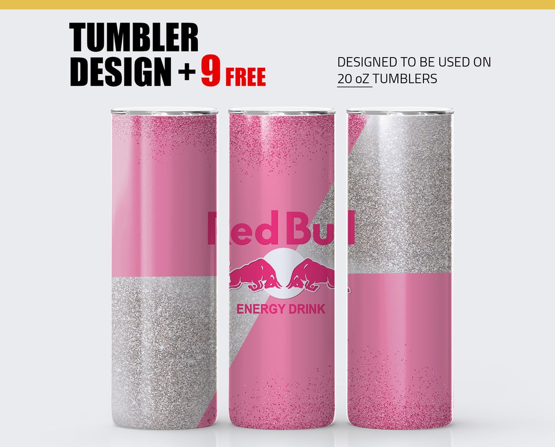 Pink Red Bull Tumbler Wrap, Redbull 20 Oz Skinny Sublimation Tumbler ...