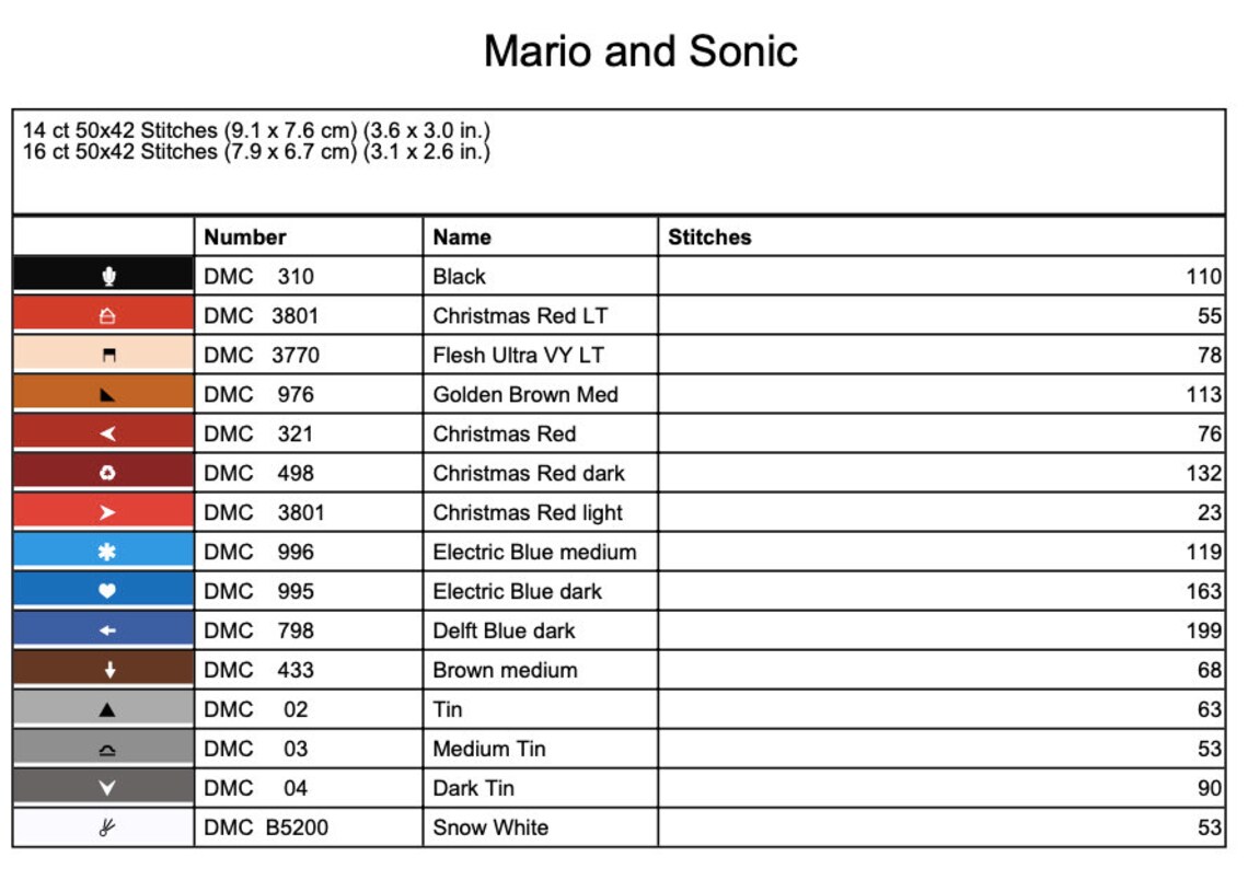 Mario and Sonic Downloadable Cross Stitch Pattern - Etsy
