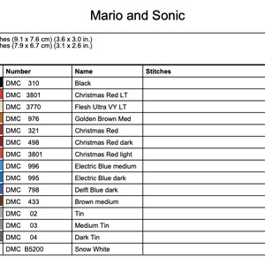 Mario and Sonic Downloadable Cross Stitch Pattern - Etsy