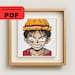 Monkey D.luffy One Piece Downloadable Cross Stitch Pattern - Etsy