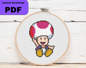 PDF Super MARIO Blue TOAD Counted Cross Stitch Pattern Chart - Etsy