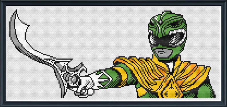 Green Power Ranger Cross Stitch Downloadable Pattern - Etsy
