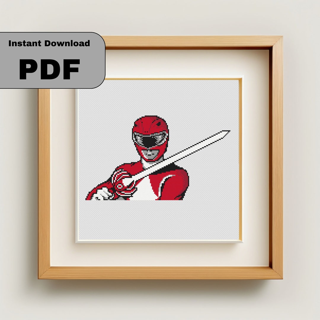 Red Power Ranger Cross Stitch Downloadable Pattern - Etsy