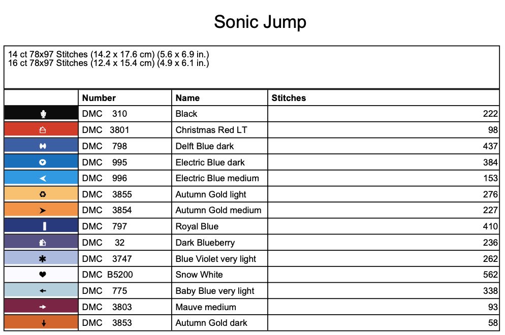 Sonic Jump Cross Stitch Downloadable Pattern - Etsy