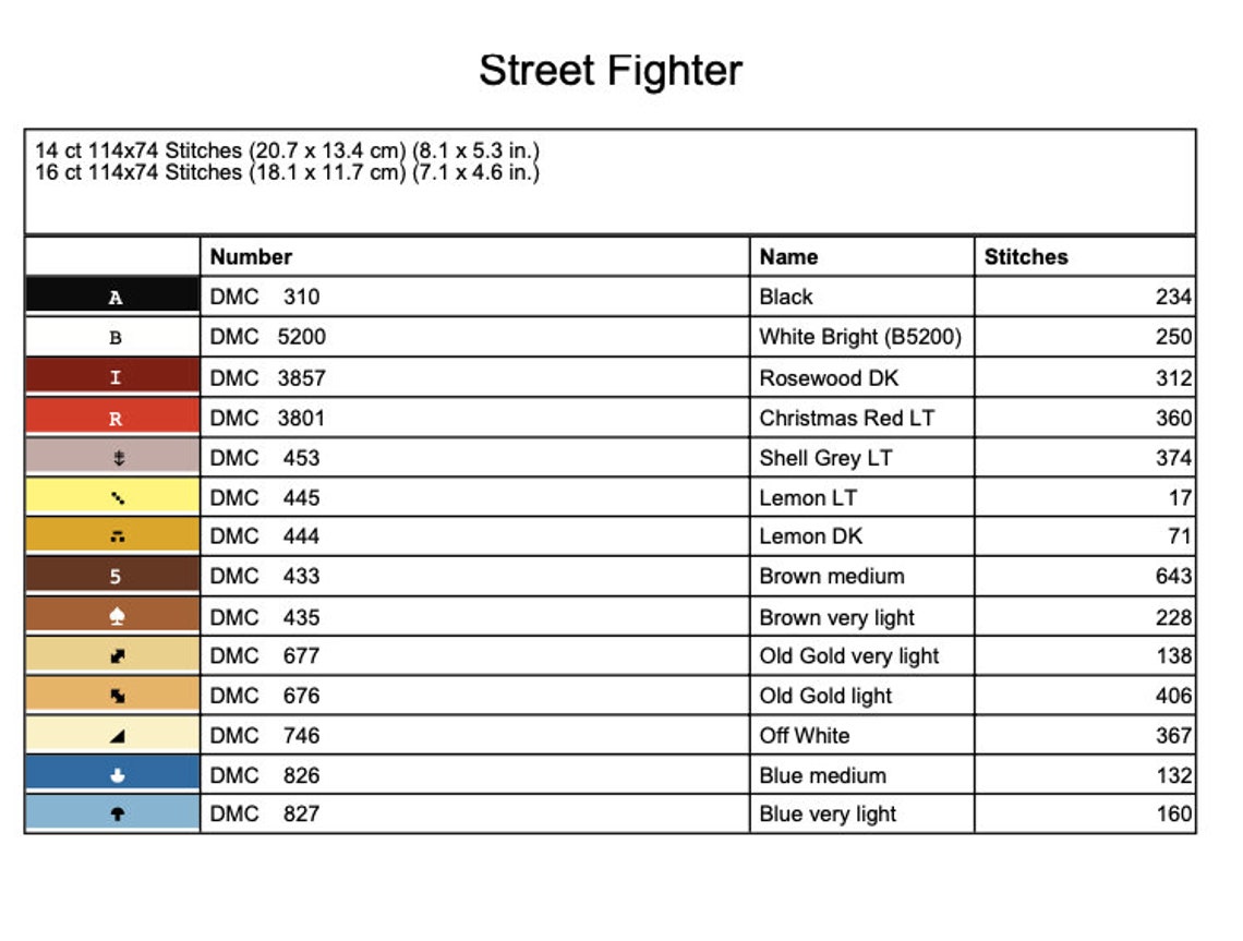 Street Fighter Cross Stitch Downloadable Pattern - Etsy