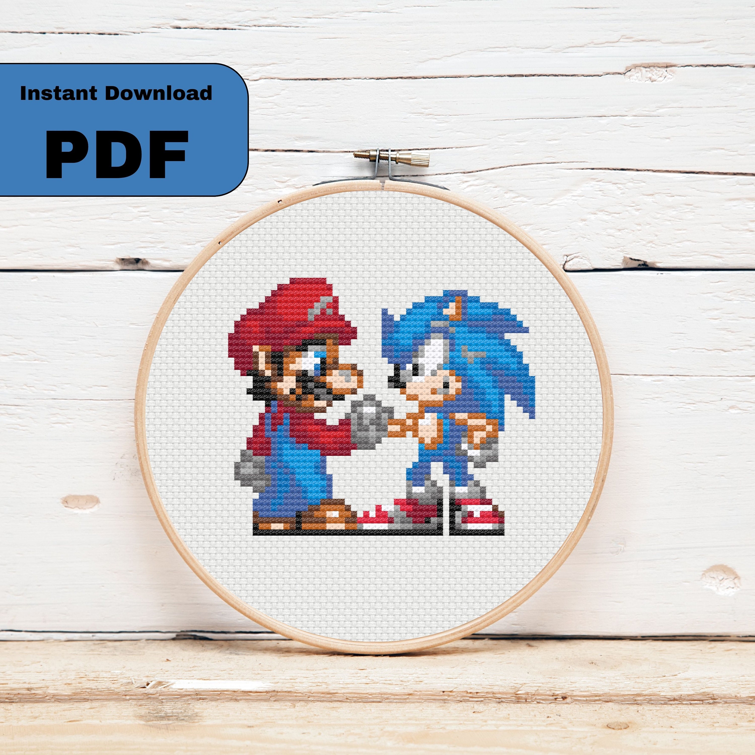 Mario and Sonic Downloadable Cross Stitch Pattern - Etsy