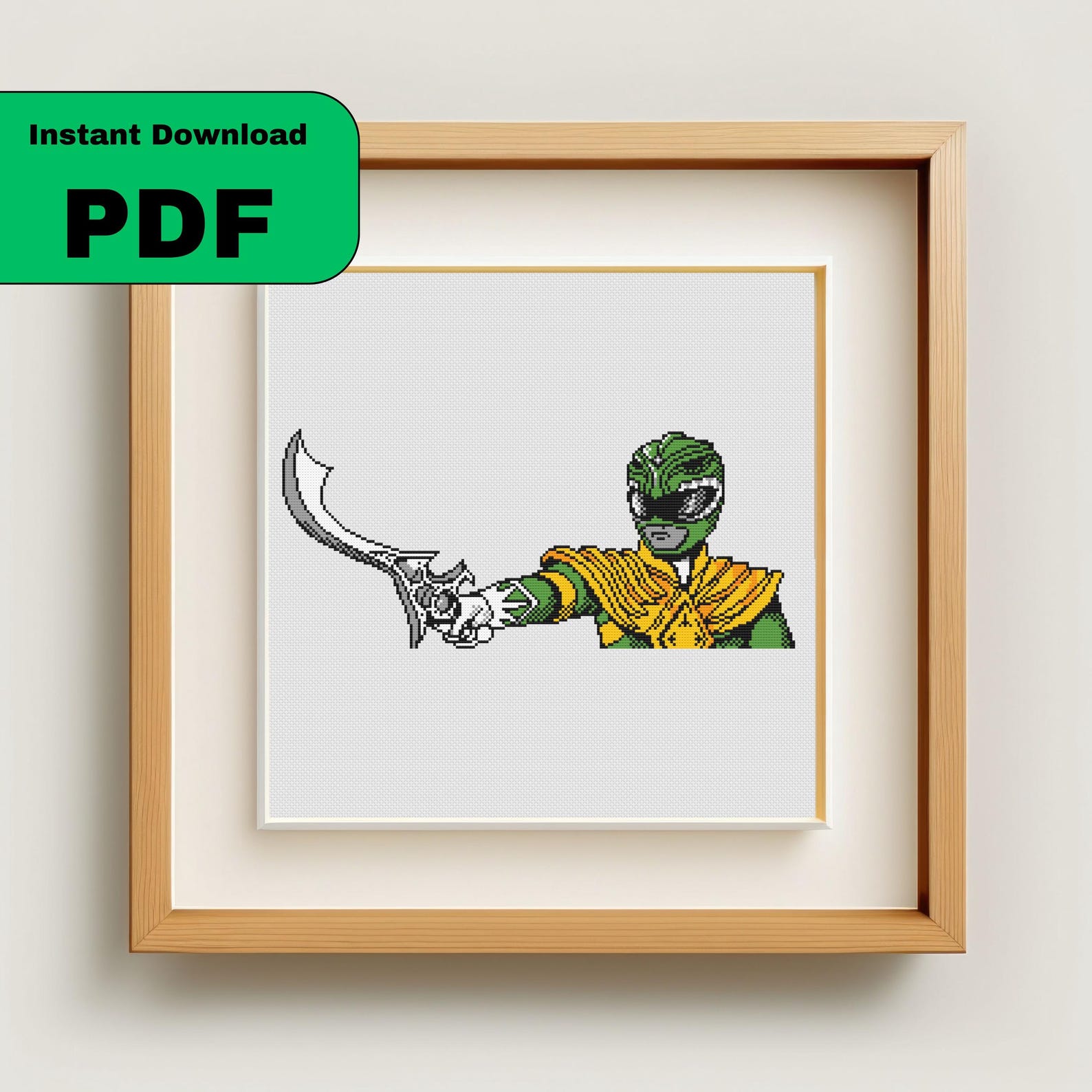 Green Power Ranger Cross Stitch Downloadable Pattern - Etsy