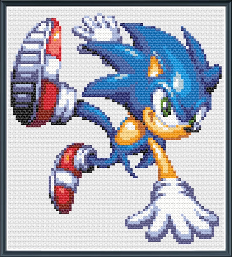 Sonic the Hedgehog Cross Stitch Downloadable Pattern - Etsy