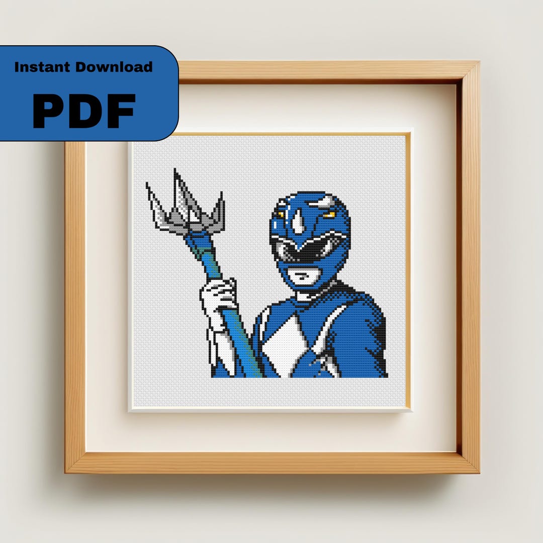 Blue Power Ranger Cross Stitch Downloadable Pattern - Etsy