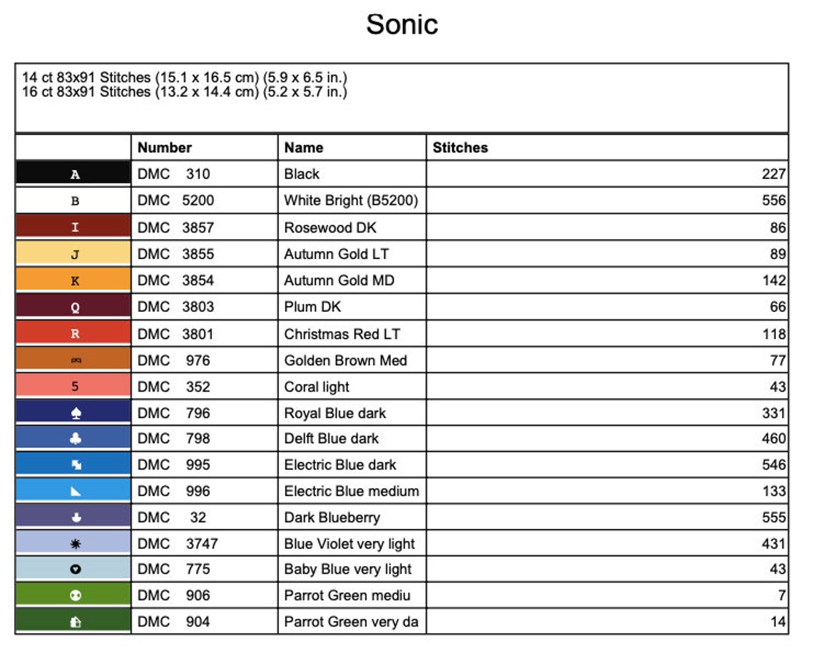 Sonic the Hedgehog Cross Stitch Downloadable Pattern - Etsy