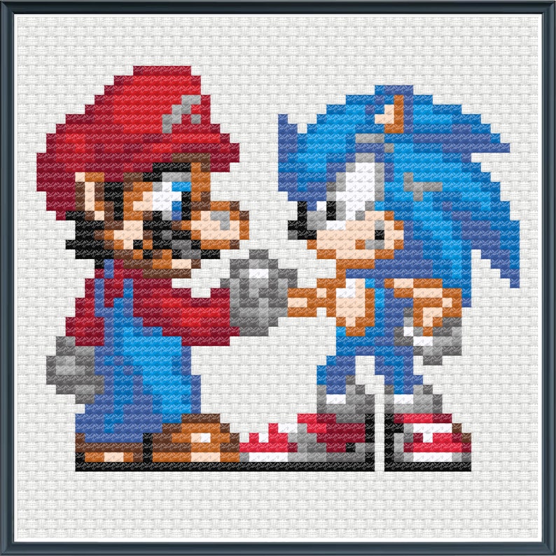 Mario and Sonic Downloadable Cross Stitch Pattern - Etsy