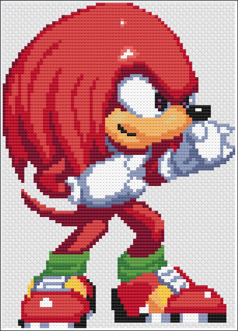 Knuckles the Echidna Cross Stitch Downloadable Pattern 2 - Etsy