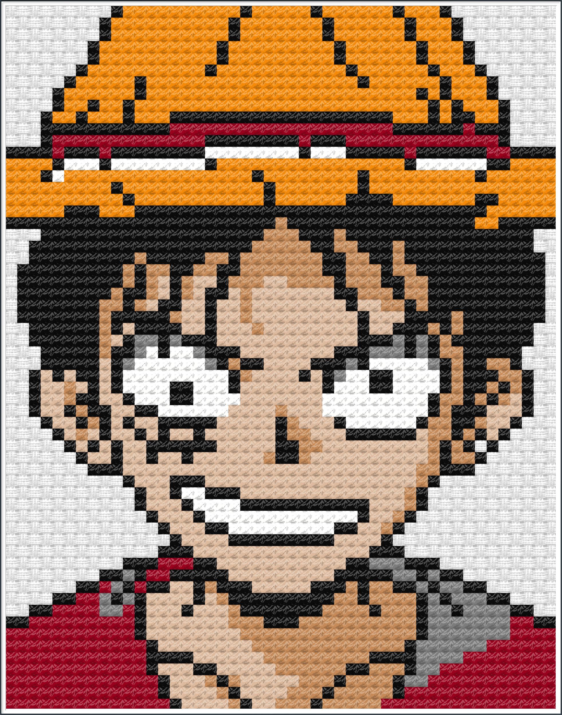 Monkey D.luffy One Piece Downloadable Cross Stitch Pattern - Etsy
