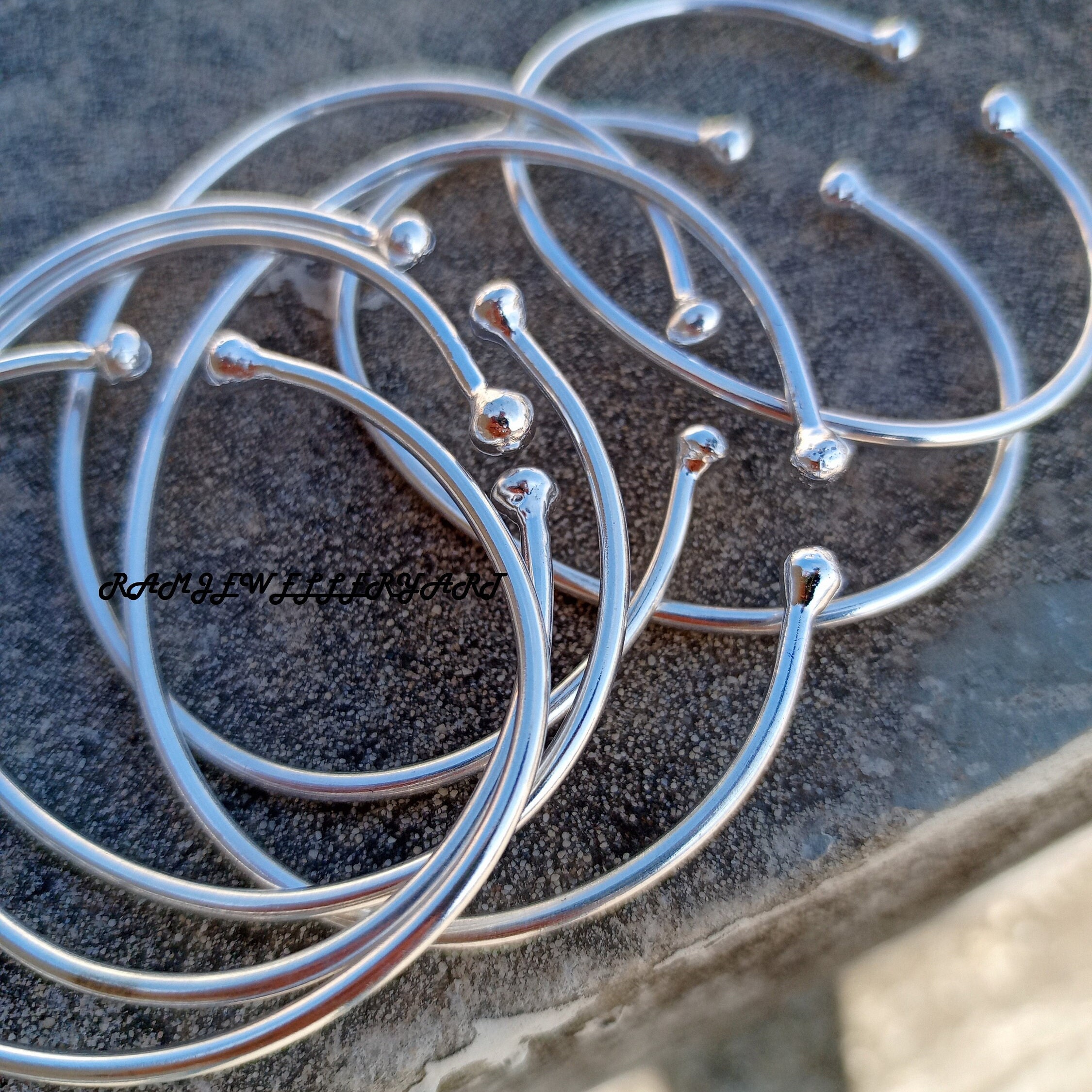 Thick West Indian Bangles, Set of 7 Bangles, Sterling Silver Bangles ...