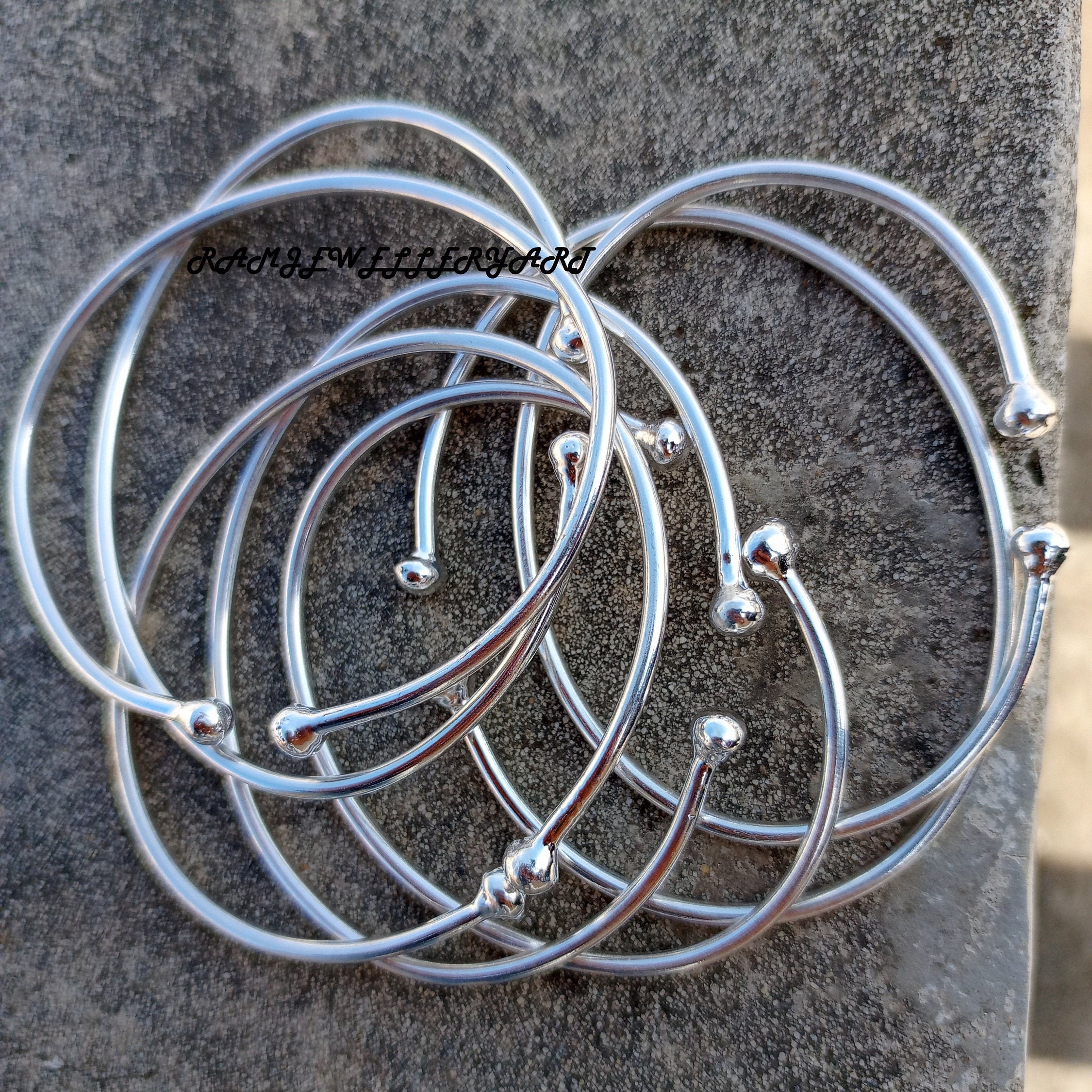 Thick West Indian Bangles, Set of 7 Bangles, Sterling Silver Bangles ...