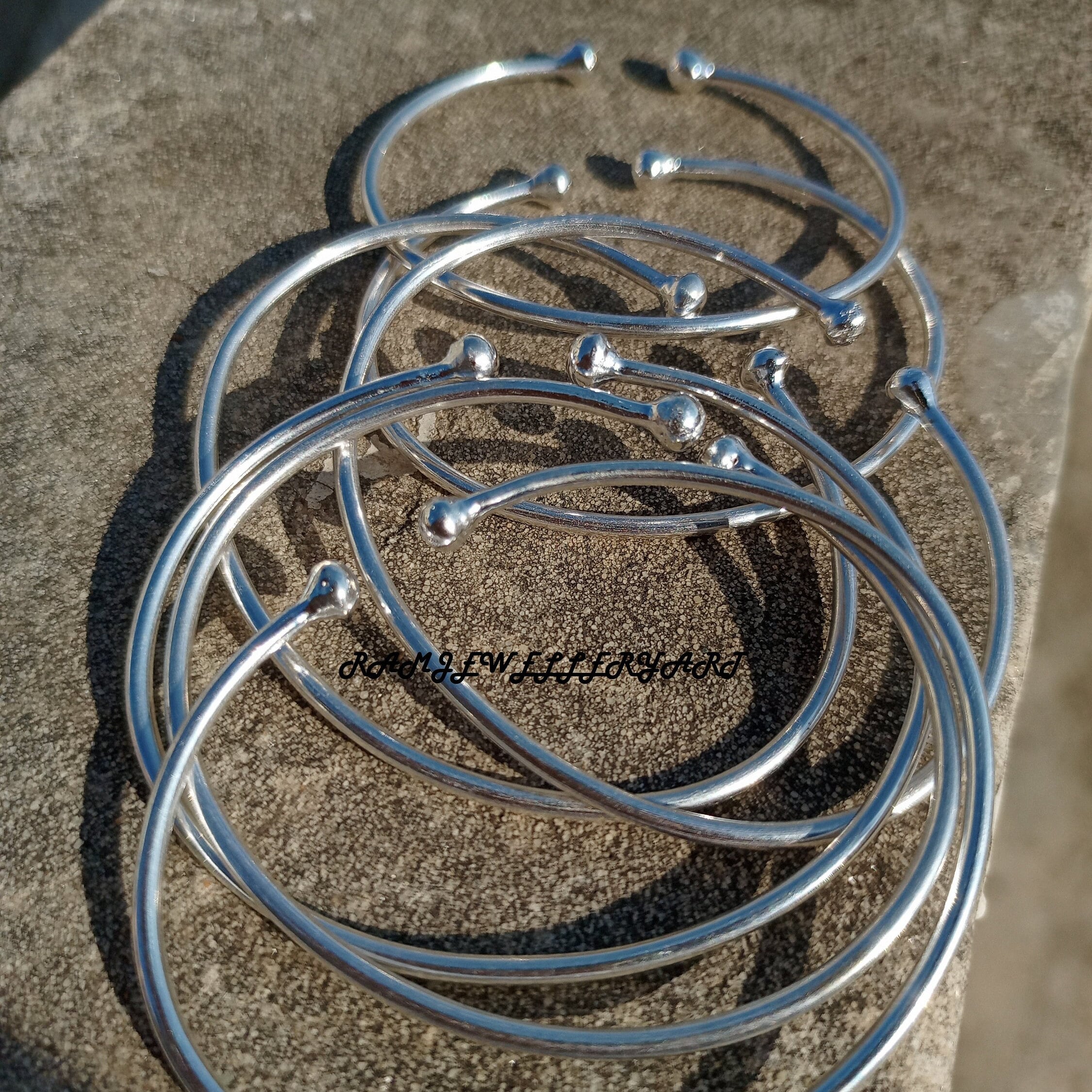 Thick West Indian Bangles, Set of 7 Bangles, Sterling Silver Bangles ...