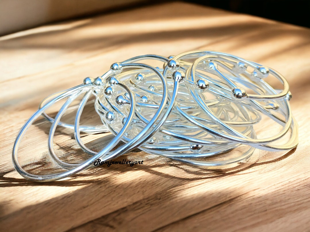 Thick West Indian Bangles, Set of 10 Bangles, Sterling Silver Bangles ...