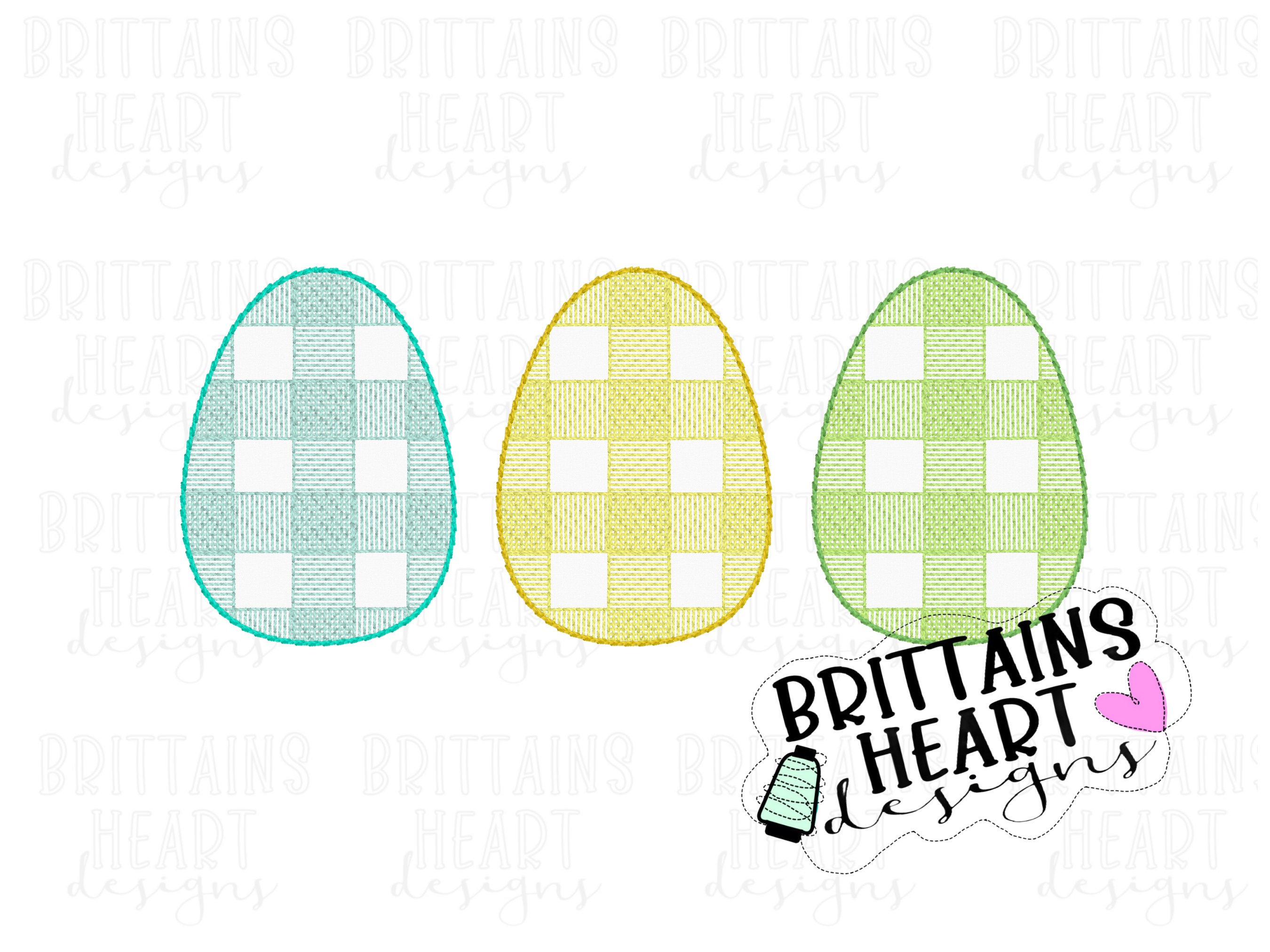 Plaid Gingham Easter Egg Trio Embroidery Machine File 4x4 5x7 8x8 6x10 ...