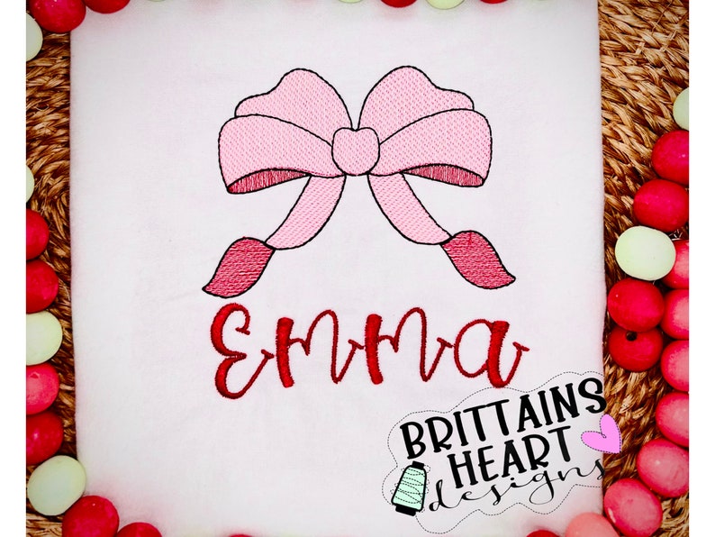Vintage Bow Topper Sketch Embroidery Design File Vintage Style Monogram ...