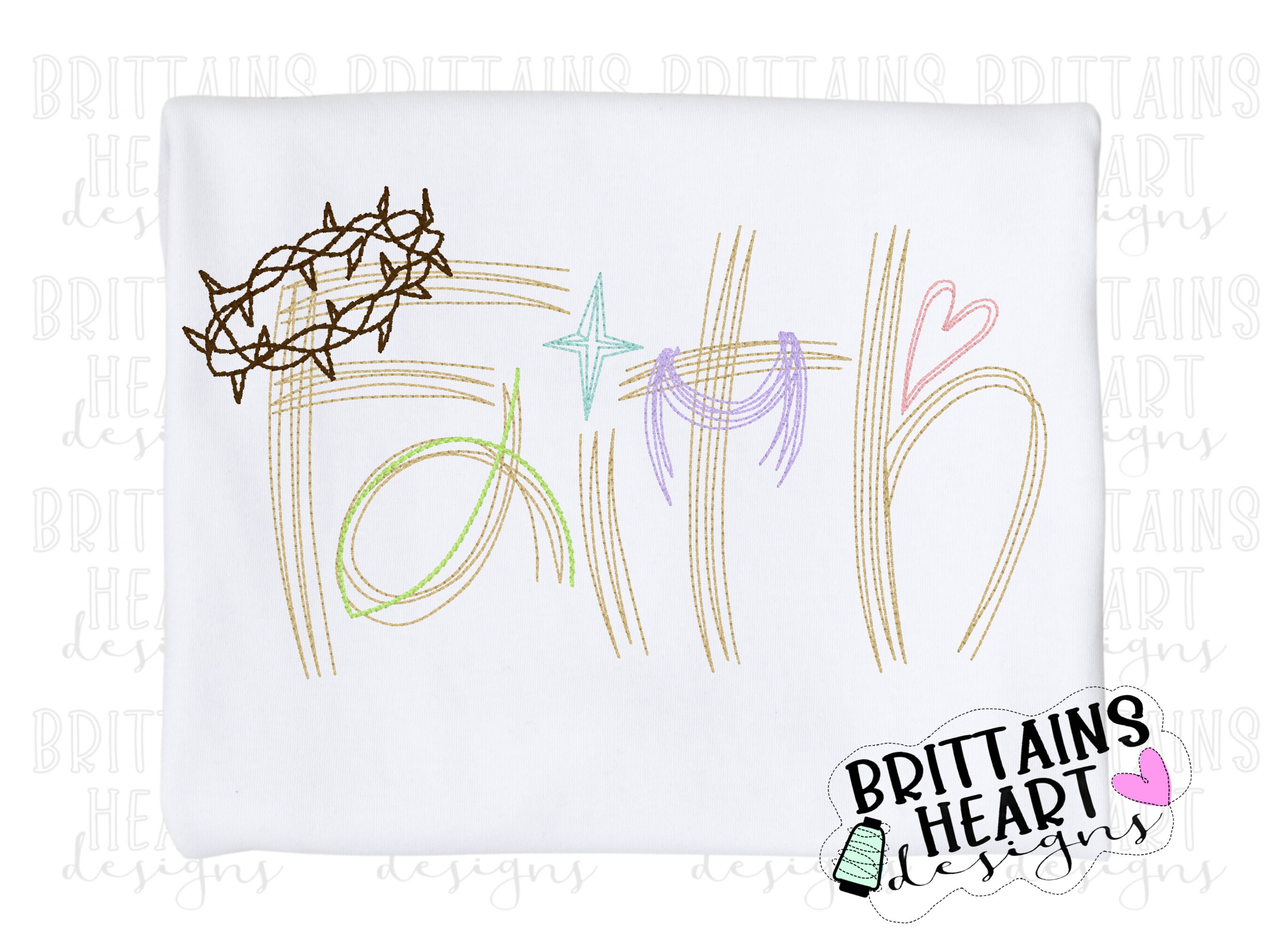 Faith With Cross Robe Crown Thorns Jesus Fish Heart Bean Stitch ...