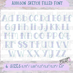 The Addison Font Sketch Fill Bean Stitch Outline Machine Embroidery ...