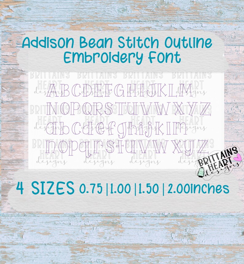 The Addison Outline Font Bean Stitch Machine Embroidery Font | 4 Sizes ...