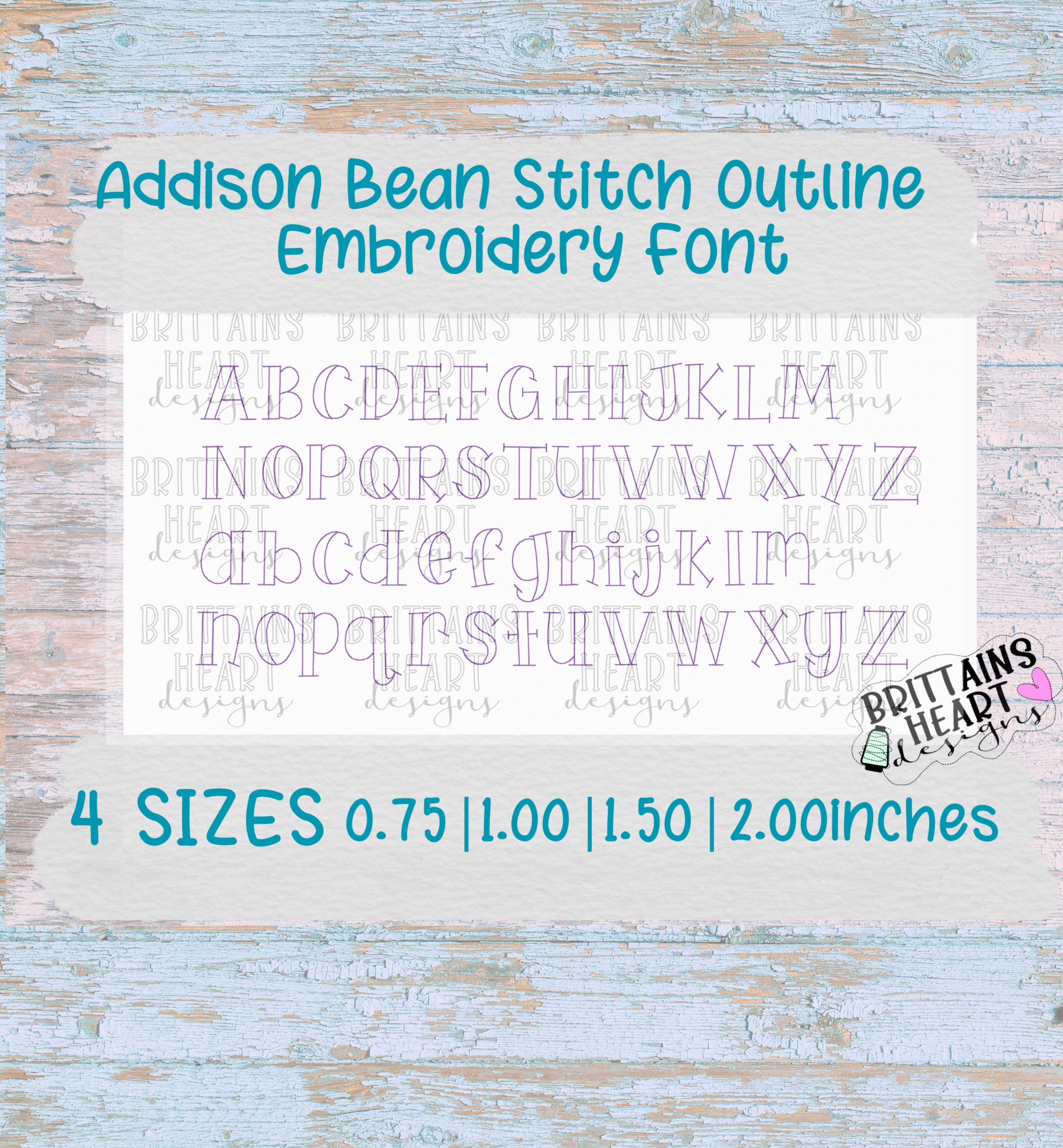The Addison Outline Font Bean Stitch Machine Embroidery Font | 4 Sizes ...