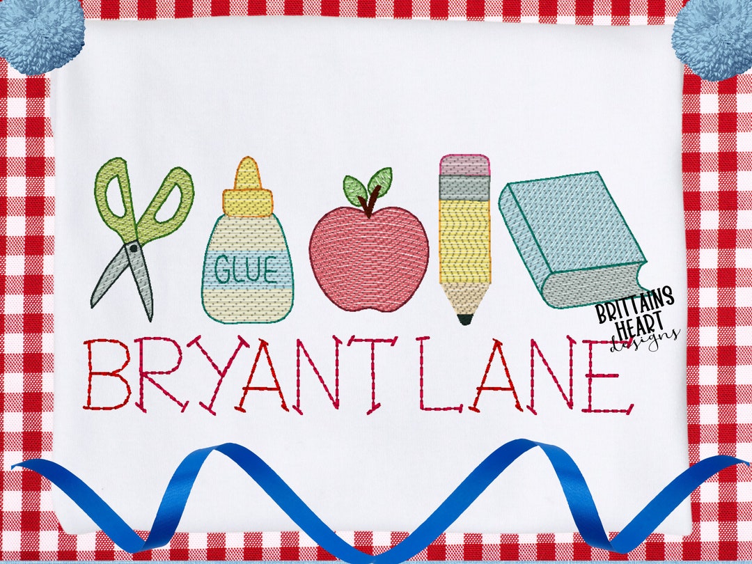 School Sketch Embroidery Design Bundle (digital Download) - Etsy