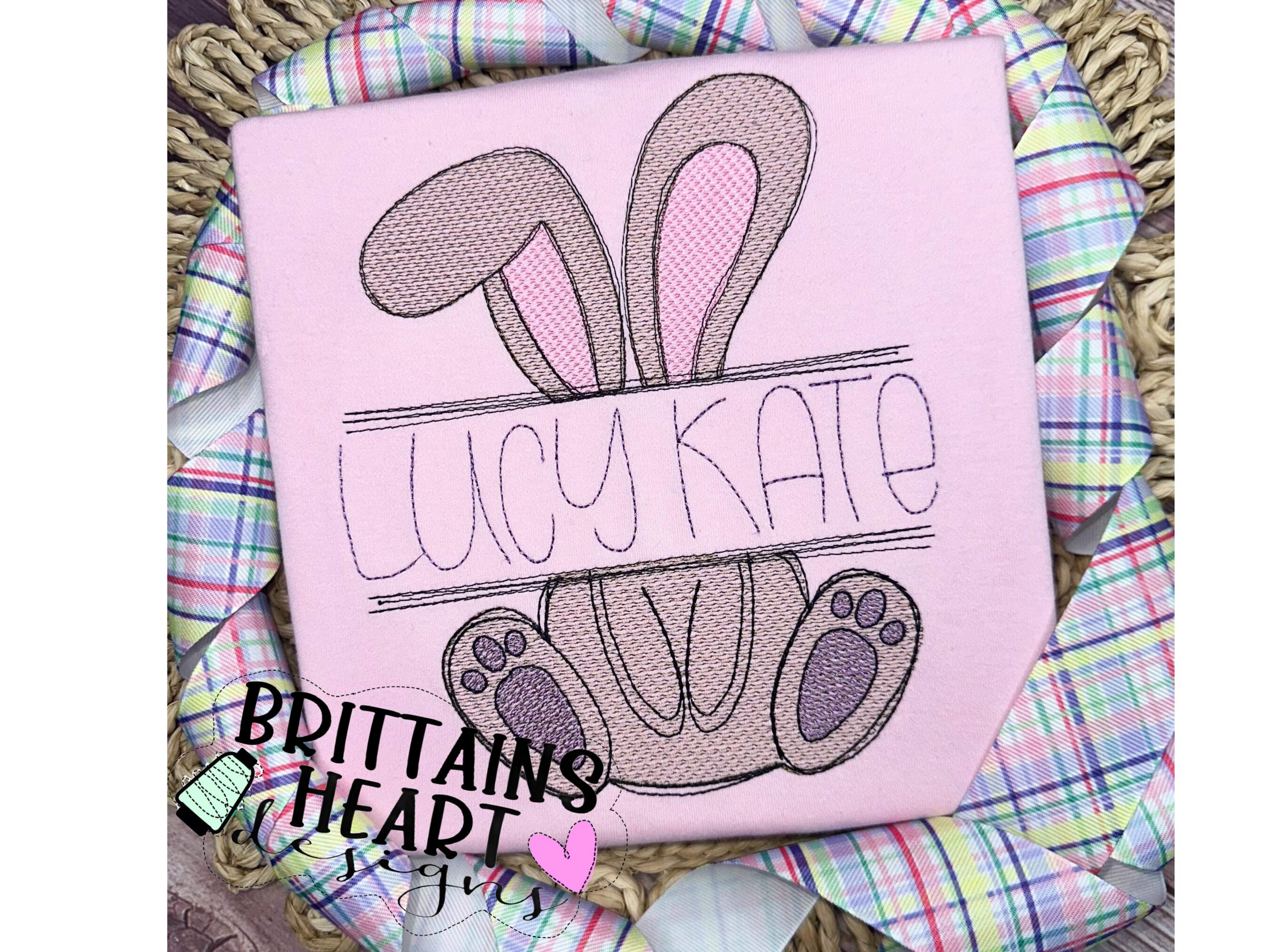 Easter Bunny Doodle Embroidery Machine Design File With Monogram Name ...