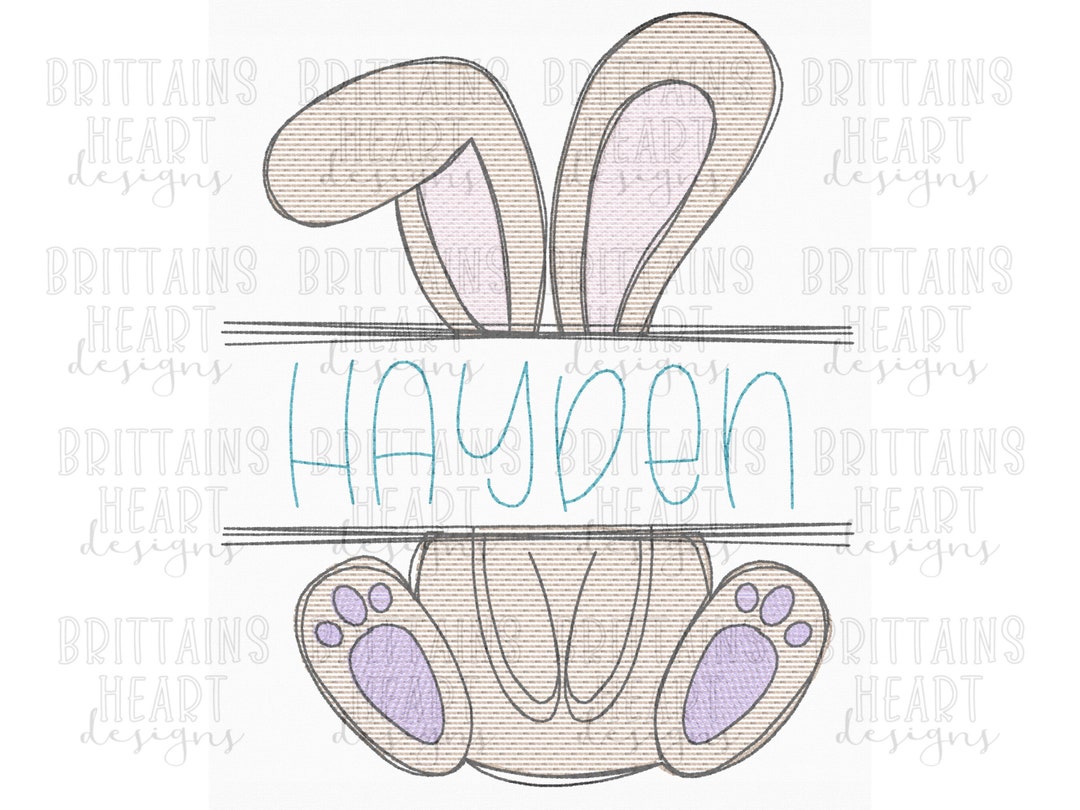 Easter Bunny Doodle Embroidery Machine Design File With Monogram Name ...