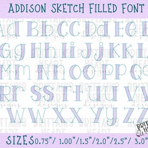 The Addison Font Sketch Fill Bean Stitch Outline Machine Embroidery ...