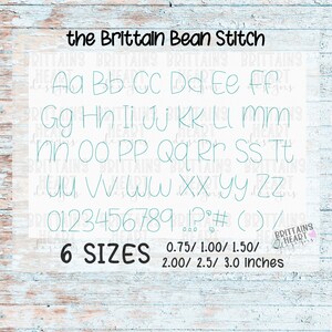 Brittain Bean Stitch Embroidery Font Floss Vintage Handwritten Print ...