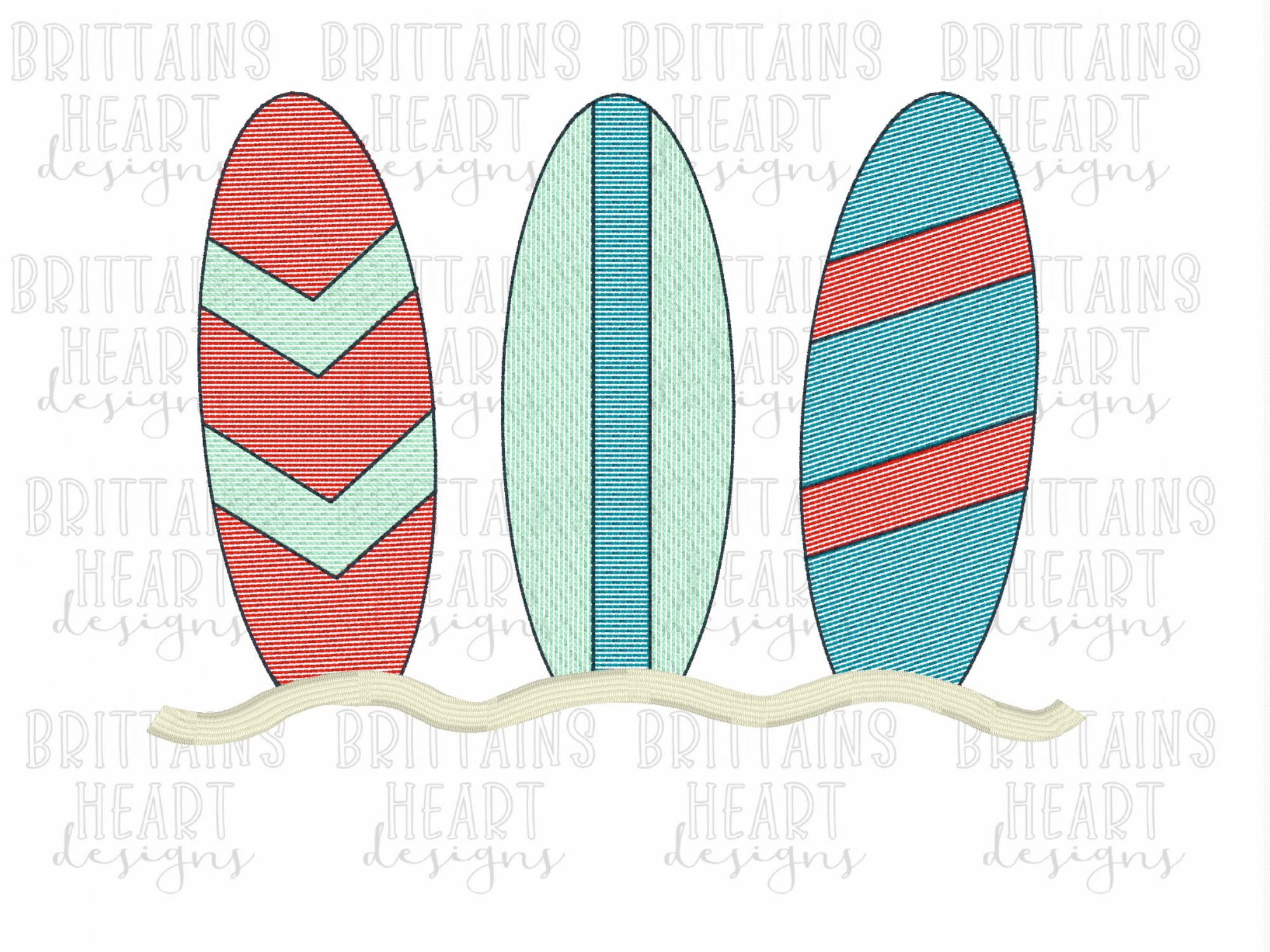 Surfboard Trio Quick Stitch Embroiderydesign | Summer Beach Design ...