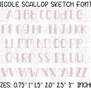 Scallop Sketch Embroidery Font, Heart Bean Stitch (digital Download) - Etsy
